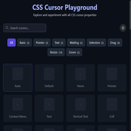 CSS Cursor Playground - Interactive CSS Cursor Property Tool
